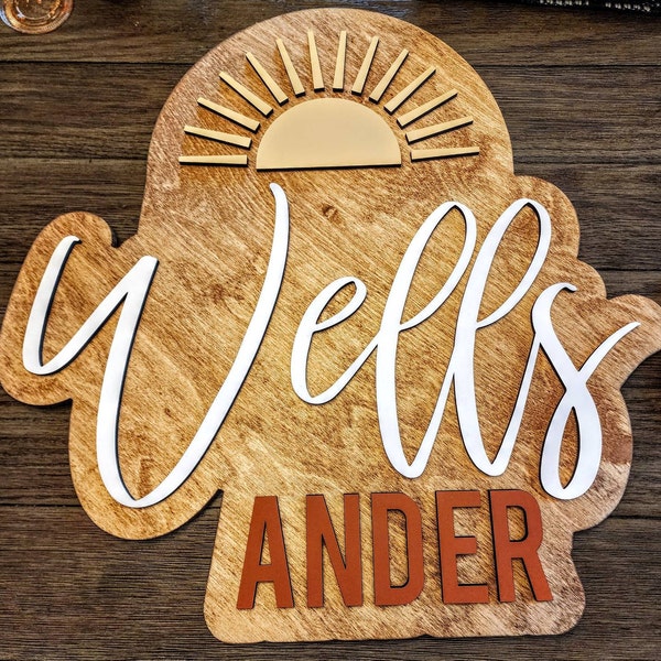 Boho Name Sign, Nursery Name Sign, Sun Nursery Decor, Boho Sun Name ...