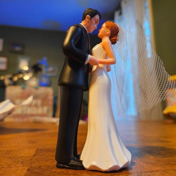 Cake Topper Funny Bridal Wedding Day Reception Bride Dragging Groom ...