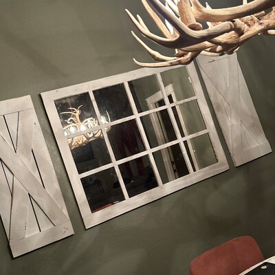 46x 36 Farmhouse Wall Decor Window Mirror Rustic Window Mirror Rustic ...