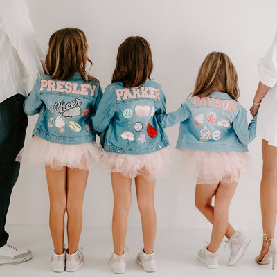 Girls Pink Letter Patch Jean Jacket Name Patch Jacket Toddler Girls ...