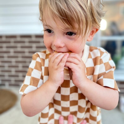 Checkered Baby Toddler Boy T-shirt, Checkerboard, Retro Tee, Oversized ...