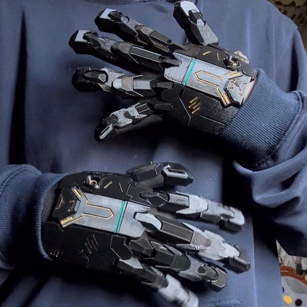 Cyberpunk Mecha Exoskeleton Gloves Futuristic Cosplay Gauntlet Robotic ...