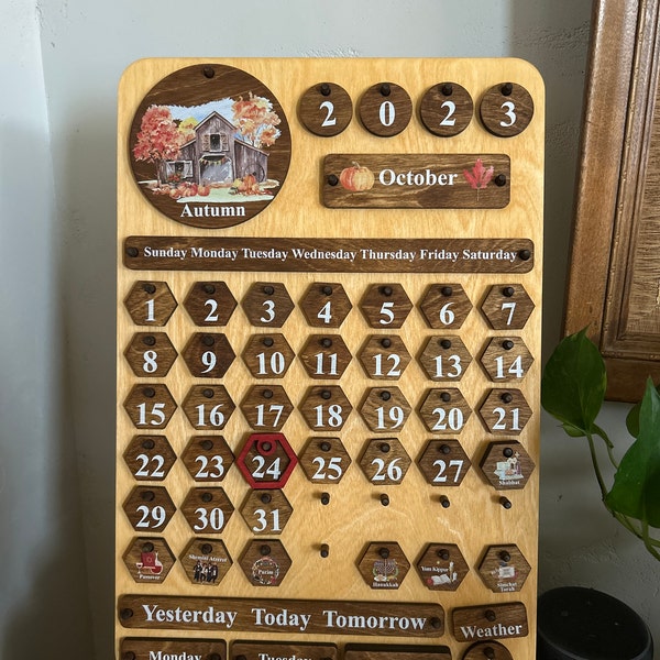 Wooden Perpetual Calendar for Kids,montessori Classroom, Homeschool ...