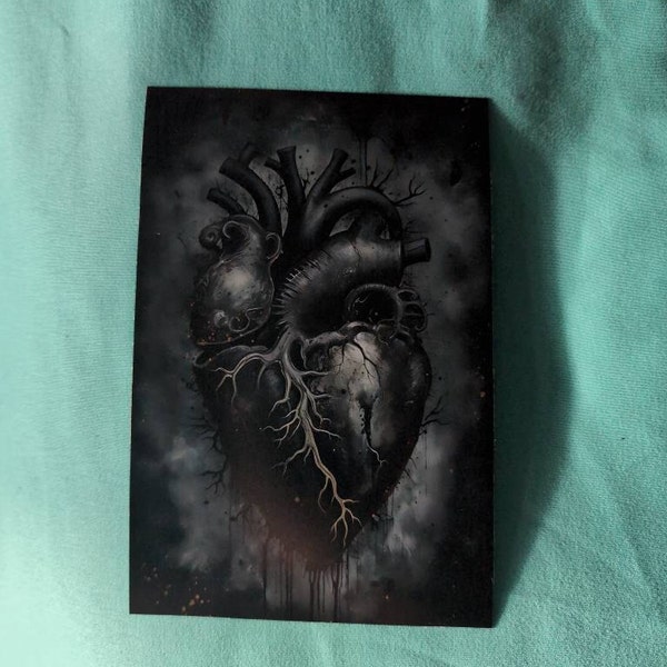 Black Heart Art Print, Vintage Poster, Art Poster Print, Dark Academia ...