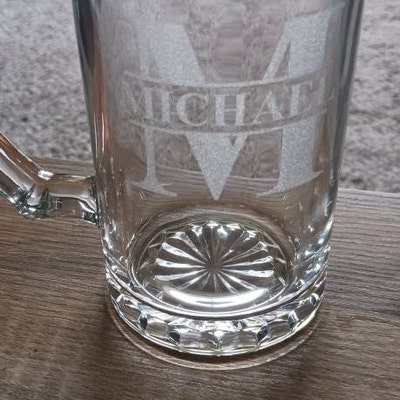 Engraved Split Monogram Beer Mug Glass, Custom Beer Glass,personalized ...