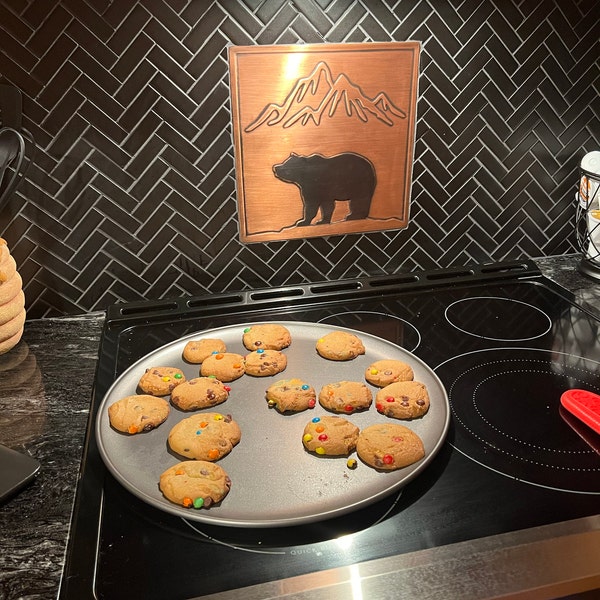 Bear and Mountains 100% Copper, Brass or Stainless Steel Tile, Handmade ...