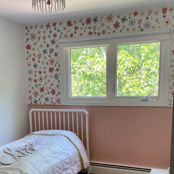 Wildflower Meadow Fabric Wall Decals, Boho Floral Decals for Girls ...