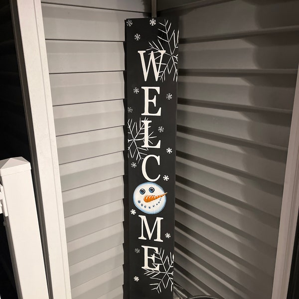 Snowman Winter Welcome Sign, Snowman Decor, Winter Sign, Welcome Sign ...