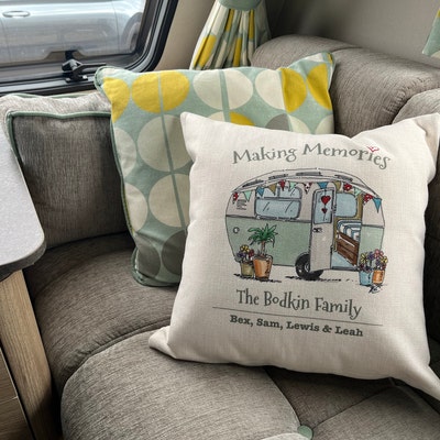 Personalised Caravan Camping Cushion Cover Wedding Gift Making Memories ...