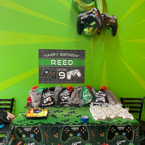 Gamer Party Backdrop Banner, Personalized Video Game on Game Party ...