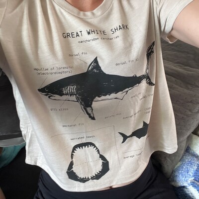 Great White Shark Anatomy Crop Top, Great White Shark Crop Top, Ladies ...