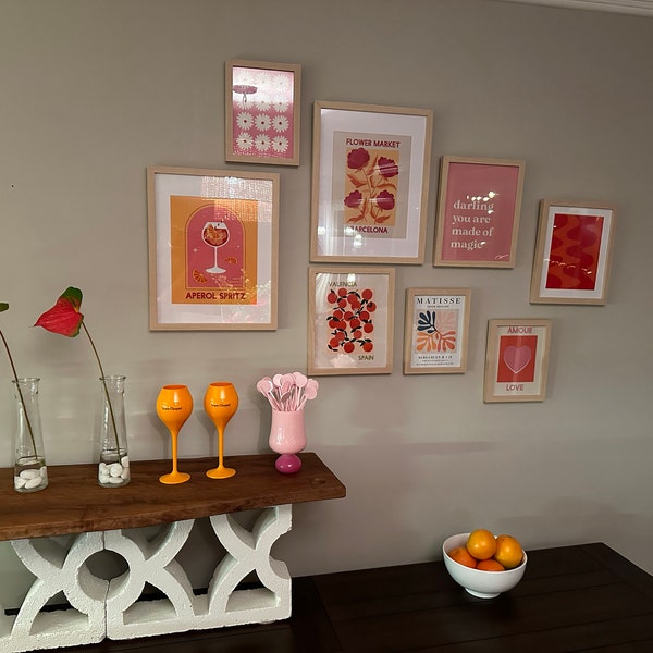Pink And Orange Gallery Wall Digital Art Download 10 Printables Cute