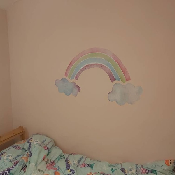 Watercolour Rainbow Wall Sticker, Rainbow Wall Decal, Rainbow Room ...
