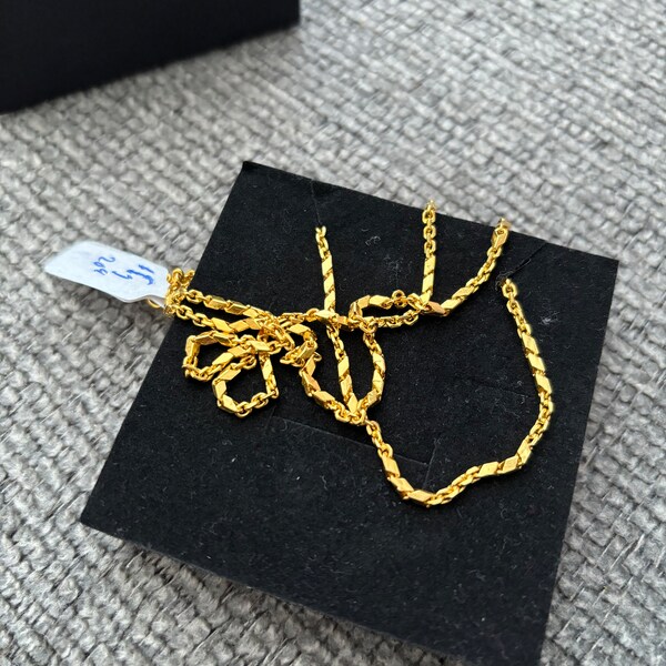24K .9999 Yellow Gold Thai Baht Diamond Shape Link Chain - Etsy