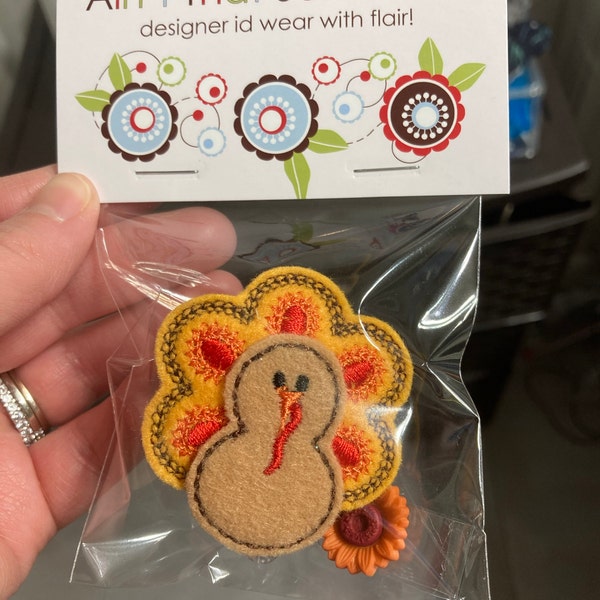 Turkey Badge Reel - Thanksgiving Badge Clip - Fall ID Holder - Turkey ...