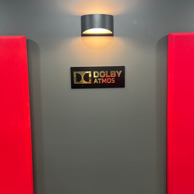 Dolby Atmos Home Theatre Signs Signage Cinema Decor Laser Router Gold ...