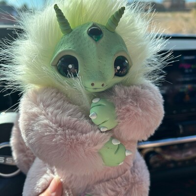 Poseable Creature Art Doll OOAK, Green Mila Plushie Realistic Doll ...