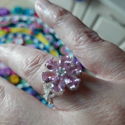 Blue Flower Eda Ring Magnolia Flower Silver Handmade Jewelry - Etsy