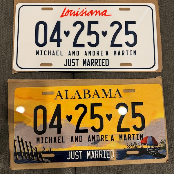 Personalized Wedding License Plate, Happily Ever After Name Wedding ...