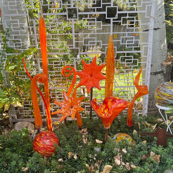 Glass Yard Art, Glass Fiddlehead, Garden Glass, Father and Son Glass - Etsy