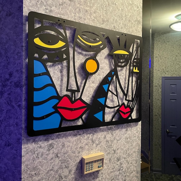 Handmade Picasso Metal Wall Art: Cubism Faces, Modern Home Decor - Etsy
