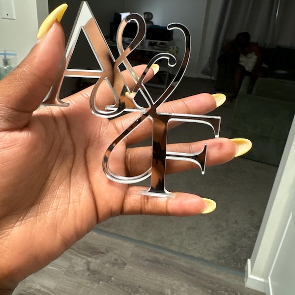 Wedding Initials Cake Charm Topper | Bold Letter Cake Topper | Wedding ...