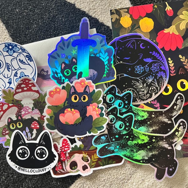 Black Cat Art Print / "honey" / Cute Cat Wall Art / Cat Lover Gift - Etsy