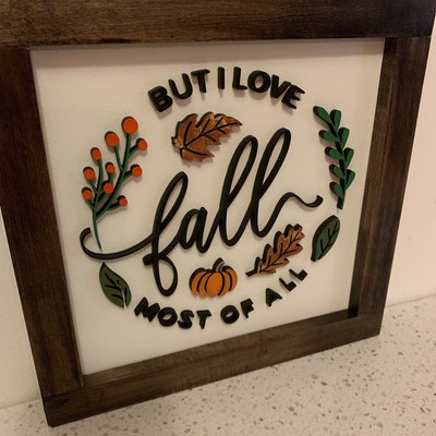 Fall Sign I Love Fall Most of All Sign Pumpkins Tiered Tray - Etsy