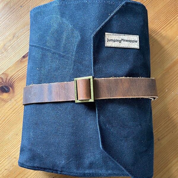 Large Waxed Canvas Journal Pouch, Roll up Pencil Case Pen Holder, Art ...