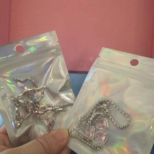 Y2K Black Diamond Handmade Star Chain Necklace,chain Necklace With ...