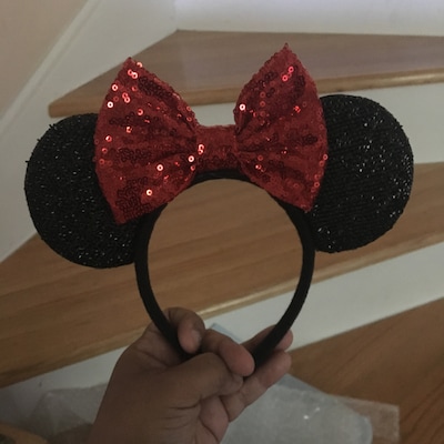Red Mickey Minnie Mouse Ears, Rose Gold Ears, Halloween Mouse Ears ...