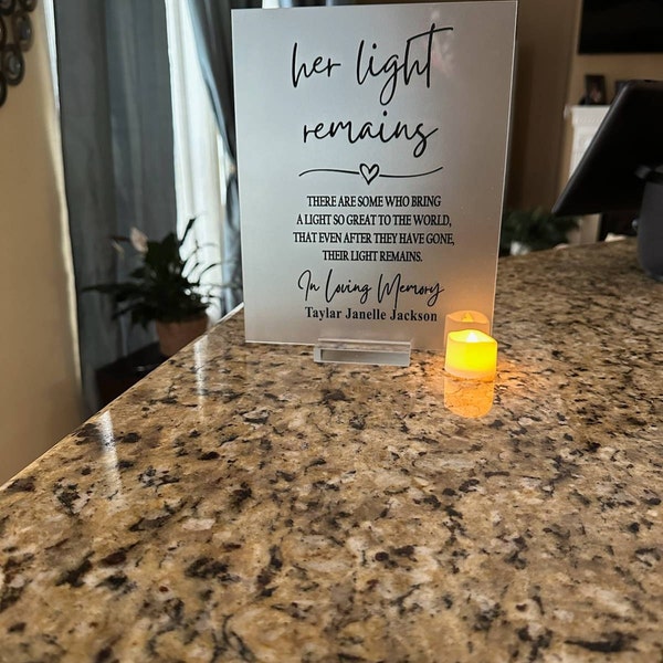 Memorial Sign, His Light Remains, Remembrance Candle - Etsy
