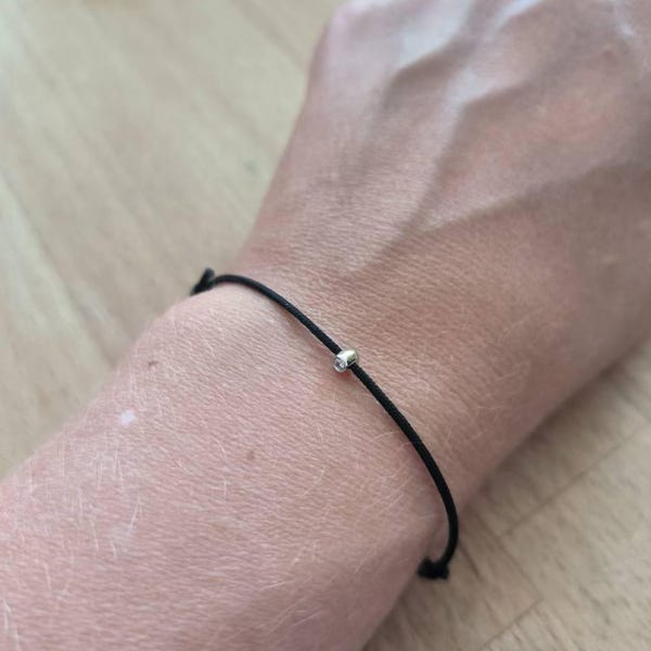 Diamond String Bracelet, 14k Gold & Diamond Friendship Bracelet, Silk ...