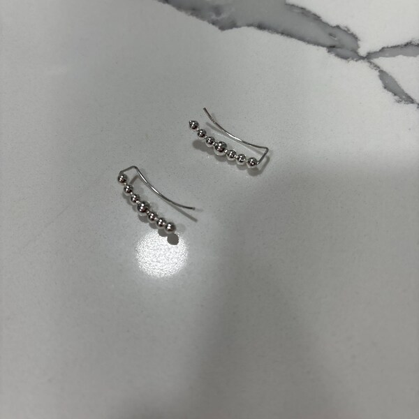 Sterling Silver Bar Ear Climbers, Minimalist Sterling Silver Ear Bars ...