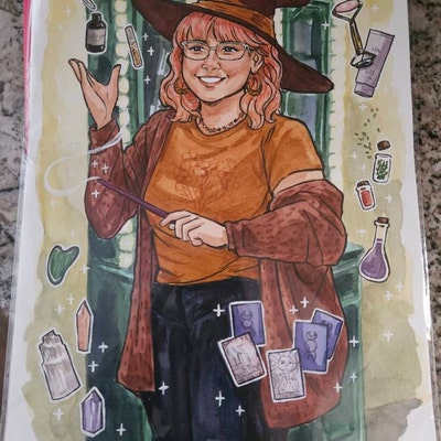 Inktober Witch / the Witch and the Dragon / Signed Print Original ...