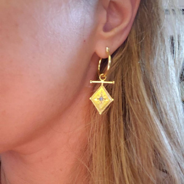 Cosmic Lover 14K Gold Bangle, Womens Gold Bangle With Moon and Suns ...