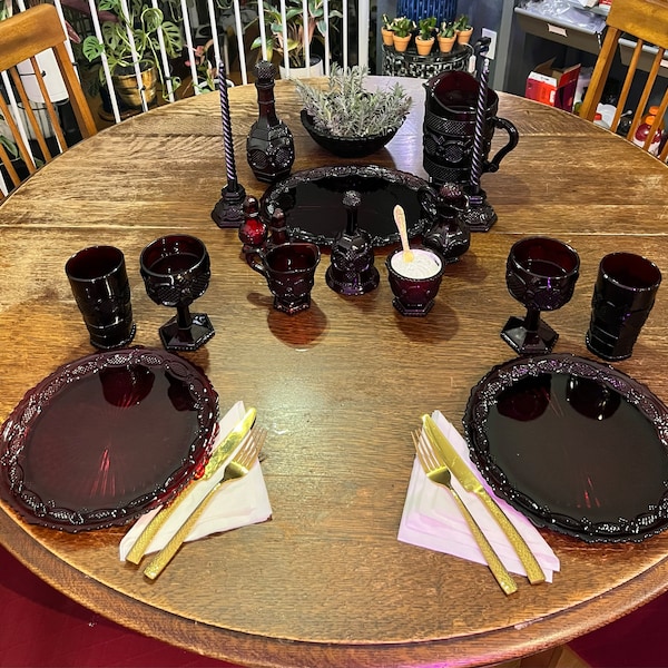Vintage Avon Cape Cod Ruby Red Glass Dinnerware Collection - Etsy
