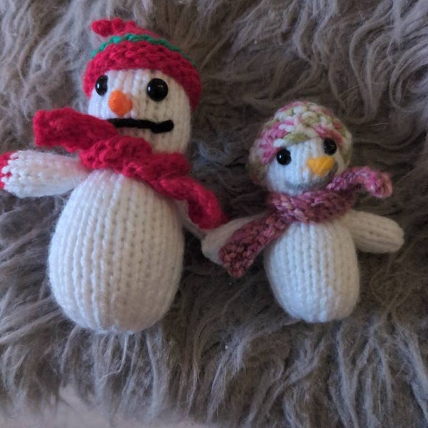 10 SNUG LITTLE SNOWMEN - 2" - 4" Snowman Knitting Pattern - Christmas ...