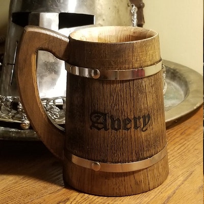 Rustic Mug Oak Mug Wooden Beer Mug Personalized Beer Mug - Etsy