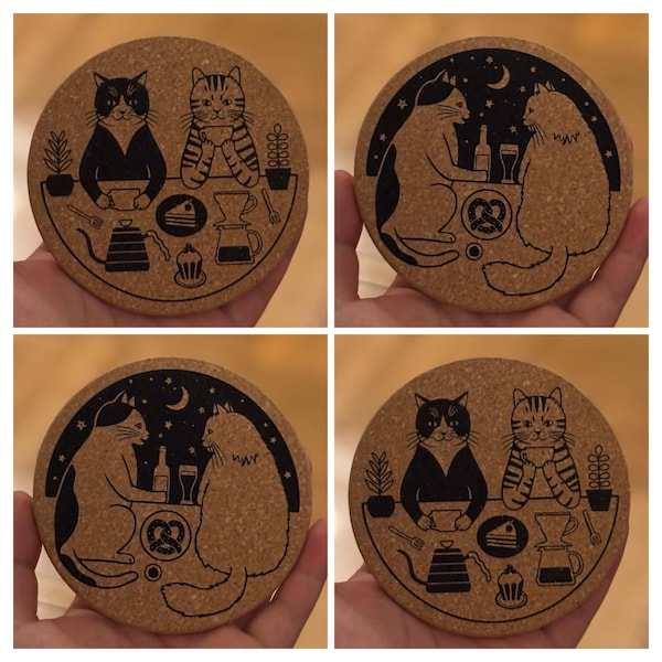 Cat Pairings Coaster Set - Etsy