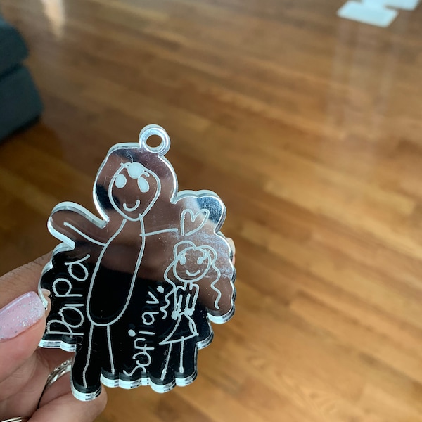 Custom Kids Drawing Keychain | Key Ring | Children Art - Etsy