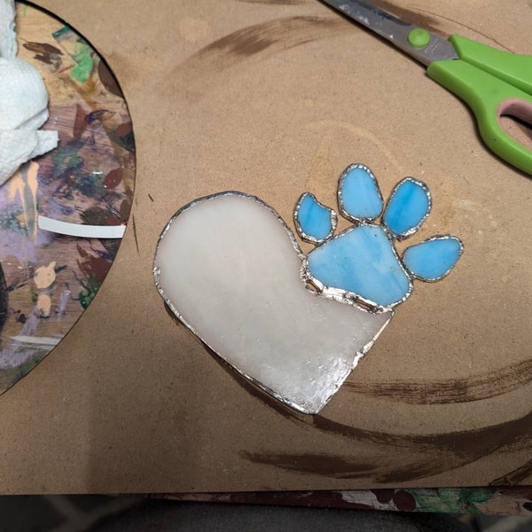 Paw Print Heart Stained Glass Pattern Pdf - Etsy