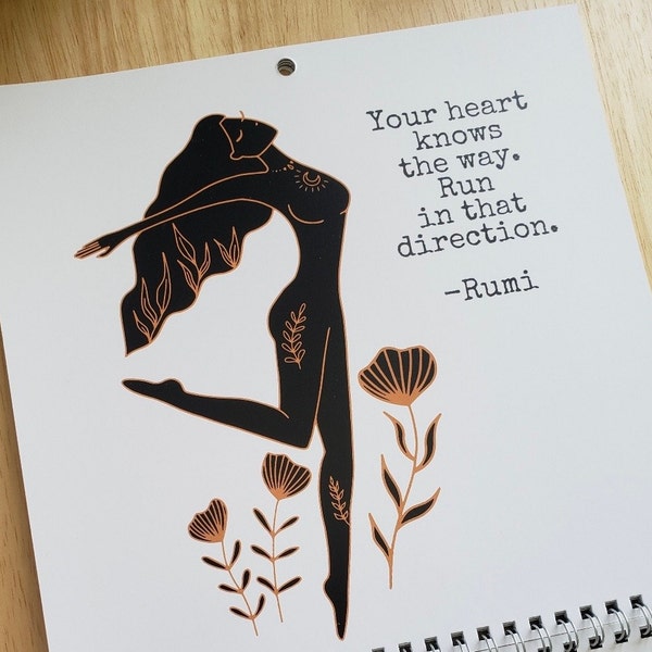 Rumi Quotes 2026 2027 Calendar, Spiritual Celestial Feminine Goddess ...