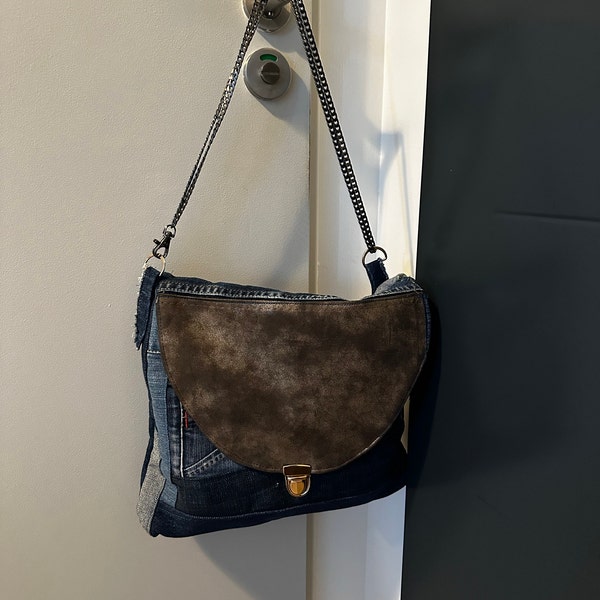 Abdominal Pocket, Large Belly Bag in Recycled Jeans, Colorful African ...