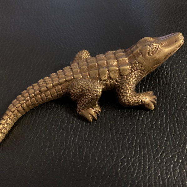 5" Antiqued Brass Alligator Paper Weight, Antique Vintage Reproduction ...