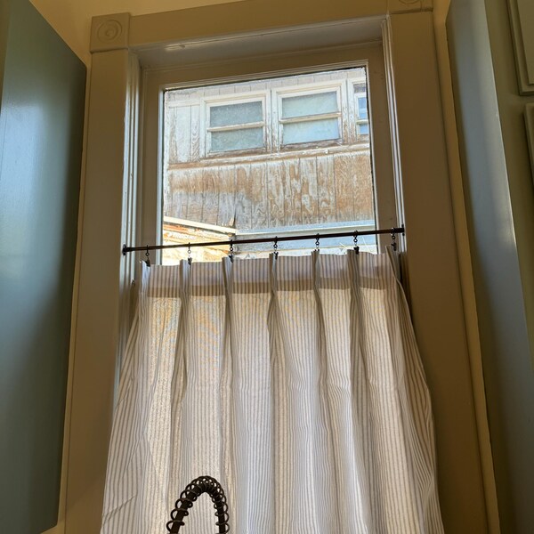 Pleated Lynn Block Print Cafe Curtain , Tier Curtains, Kitchen Curtains ...