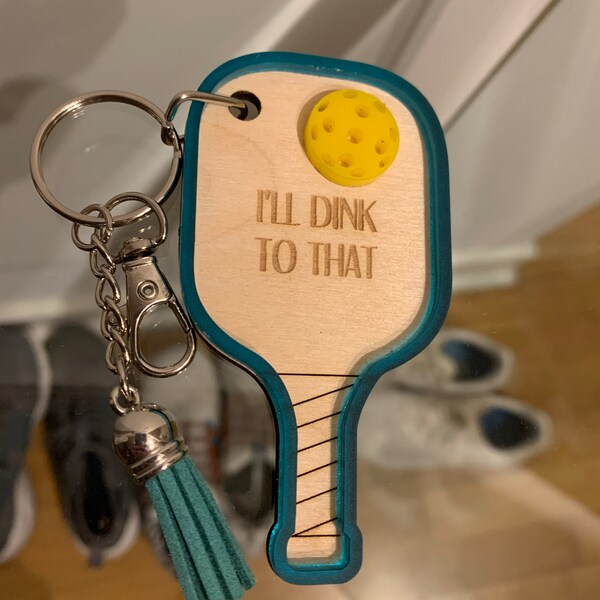 Pickleball Keychain or Bag Tag, Engraved With Name and Saying - Etsy