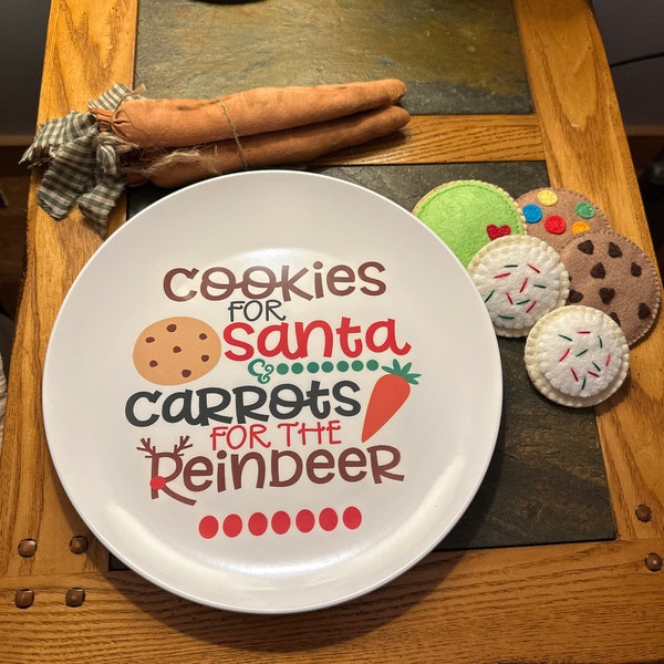 Personalized Milk and Cookies for Santa Plate, Carrots for Reindeer ...