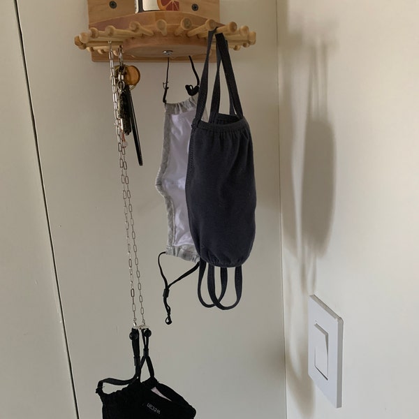 Handmade Hardwood Revolving Tie/necklace/mask Rack Space Saving Closet ...