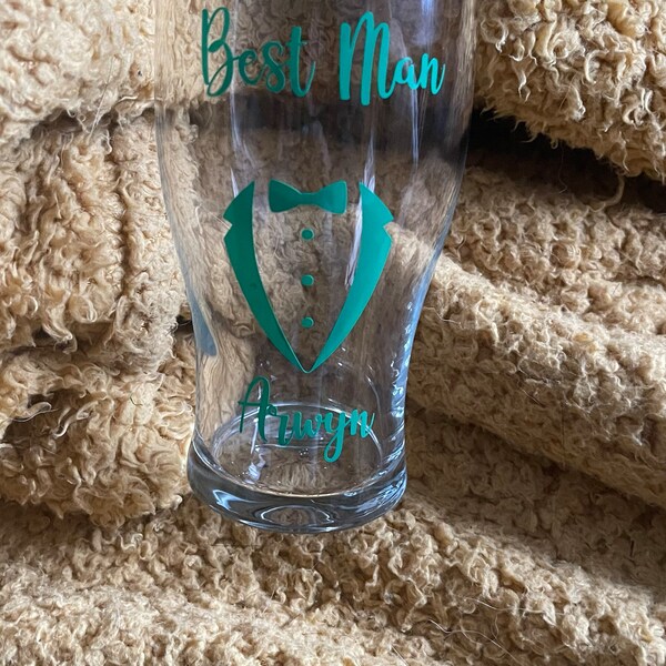 Personalised Pint Glass / Best Man Glass / Groomsman Gift / Wedding ...